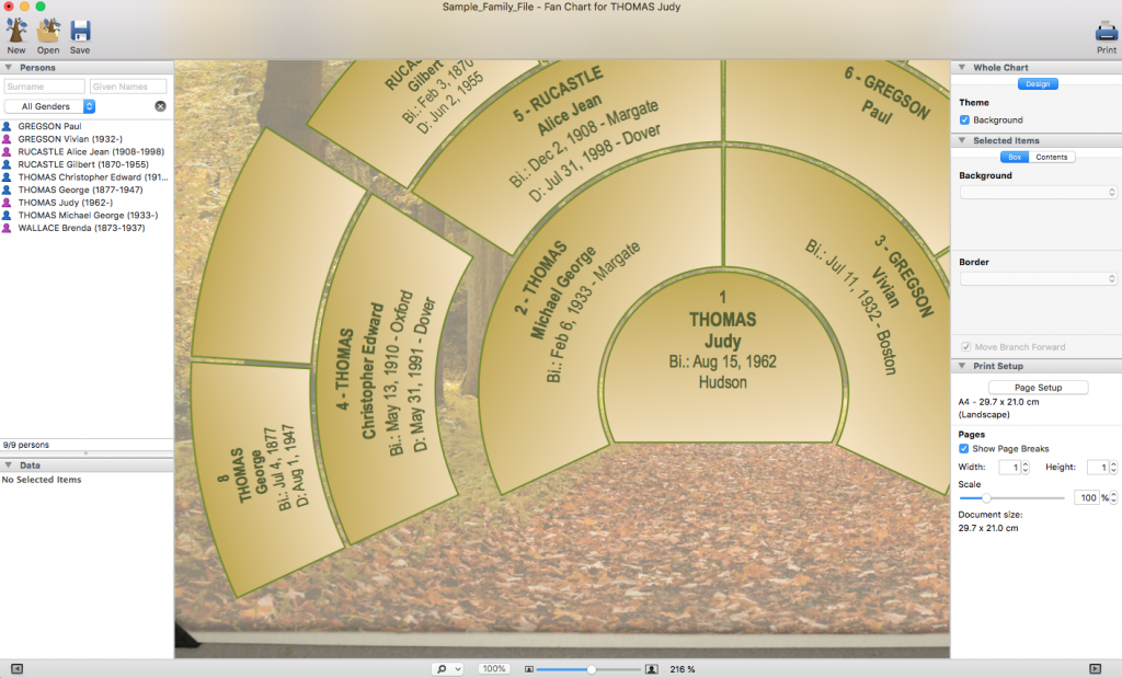 (Mac) Predetermined size tree charts: Single-page Chart, Designed Chart ...