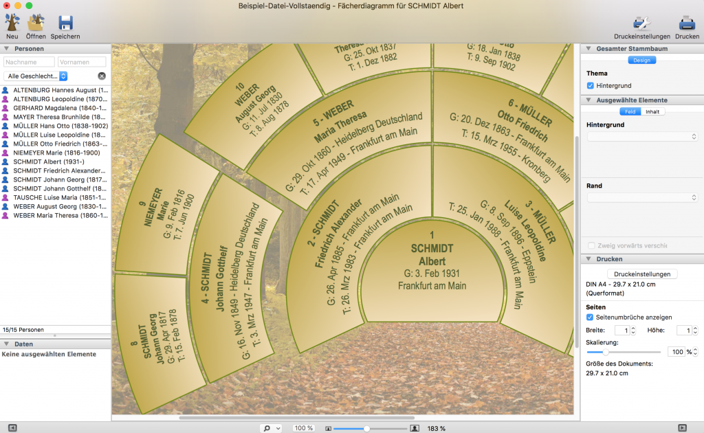(Mac) Voreingestellte Stammbaumgrößen: Arbeits-Stammbäume, Illustrierte ...
