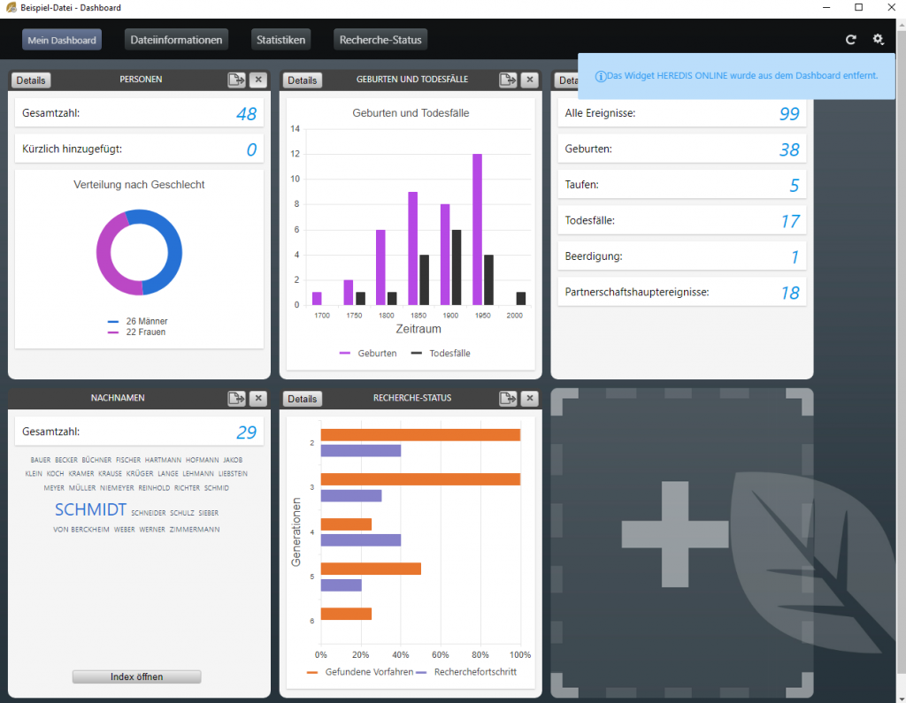 Mein Dashboard - Heredis Help Knowledgebase