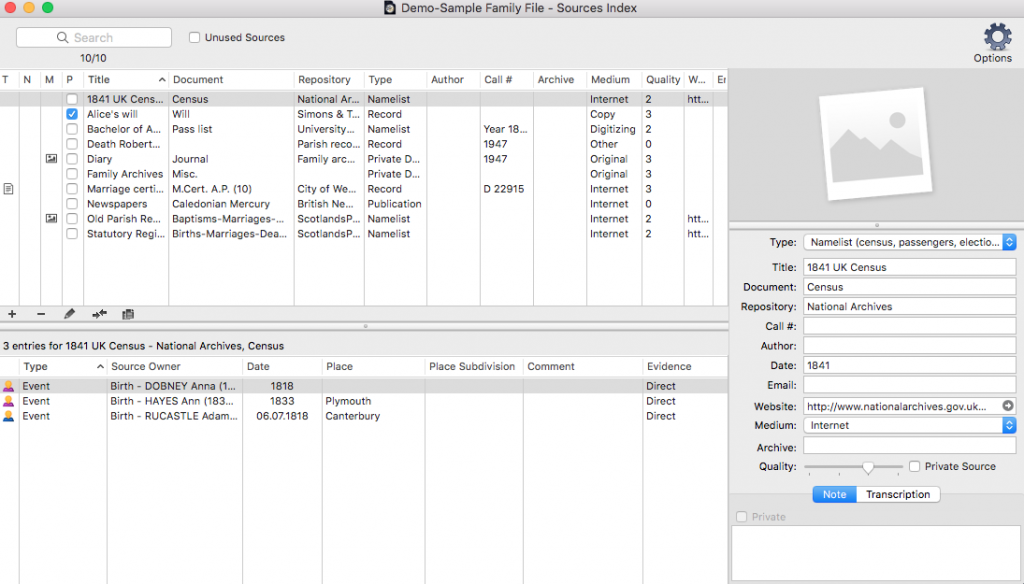 The Sources Index - Heredis Help Knowledgebase