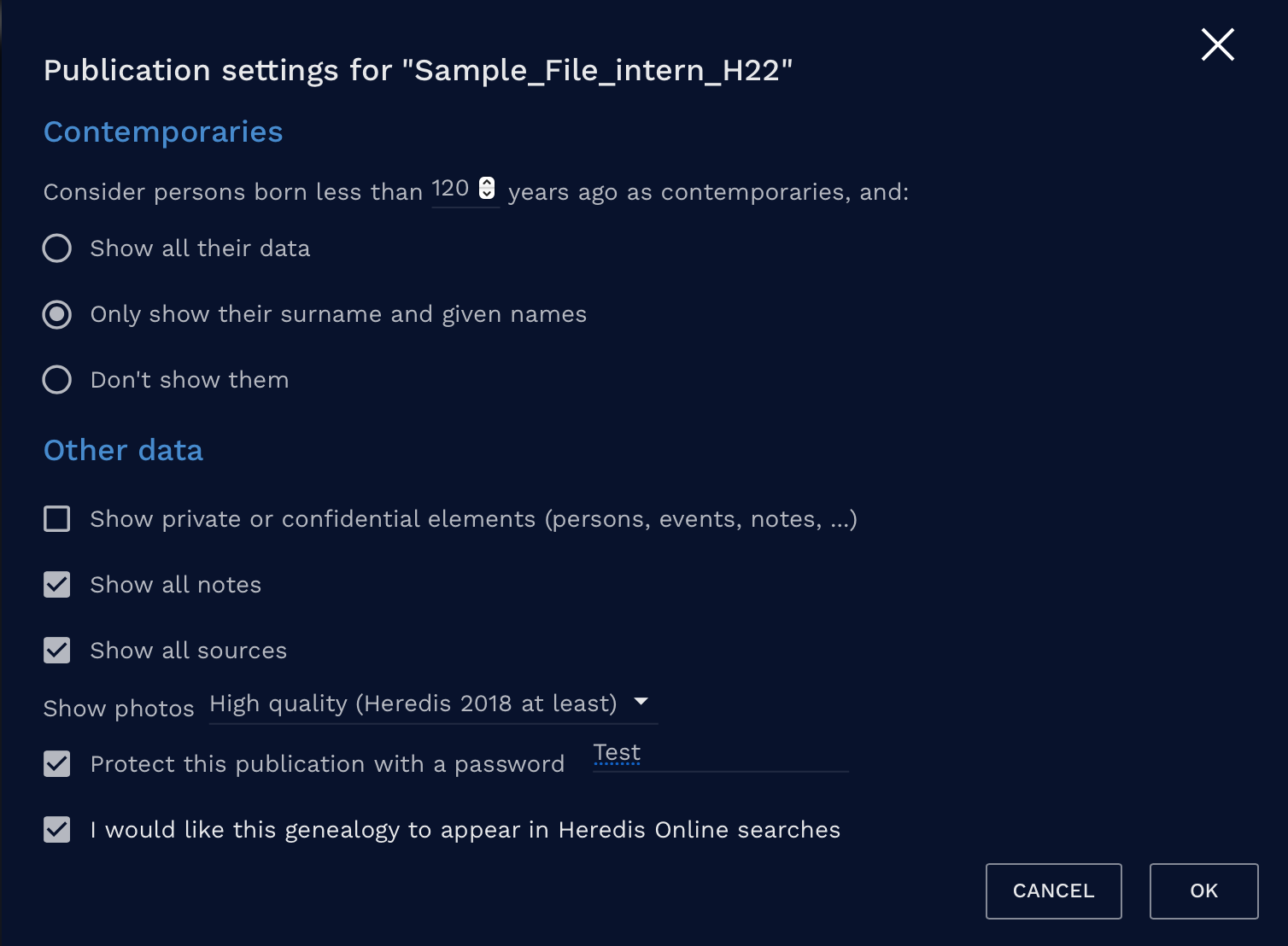Publish with Heredis Online - Heredis Help Knowledgebase