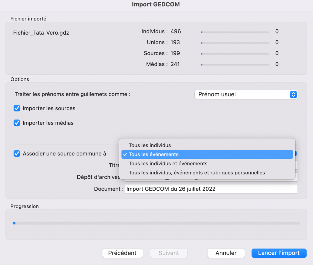 Créer une nouvelle généalogie à partir d’un GEDCOM 7 - Heredis Help ...