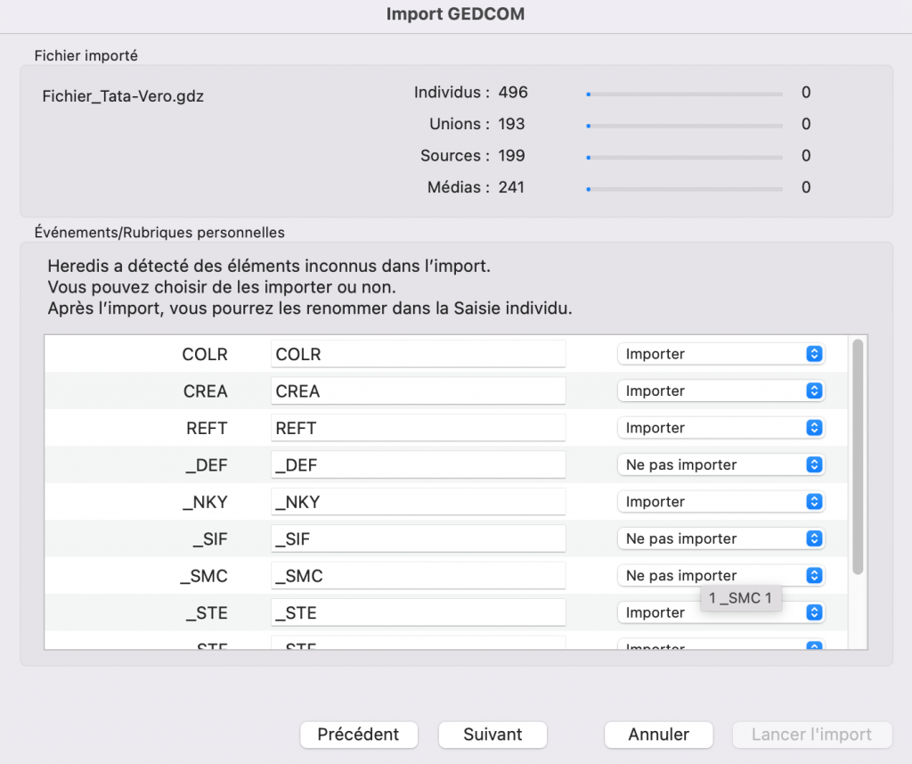Créer une nouvelle généalogie à partir d’un GEDCOM 7 - Heredis Help Knowledgebase