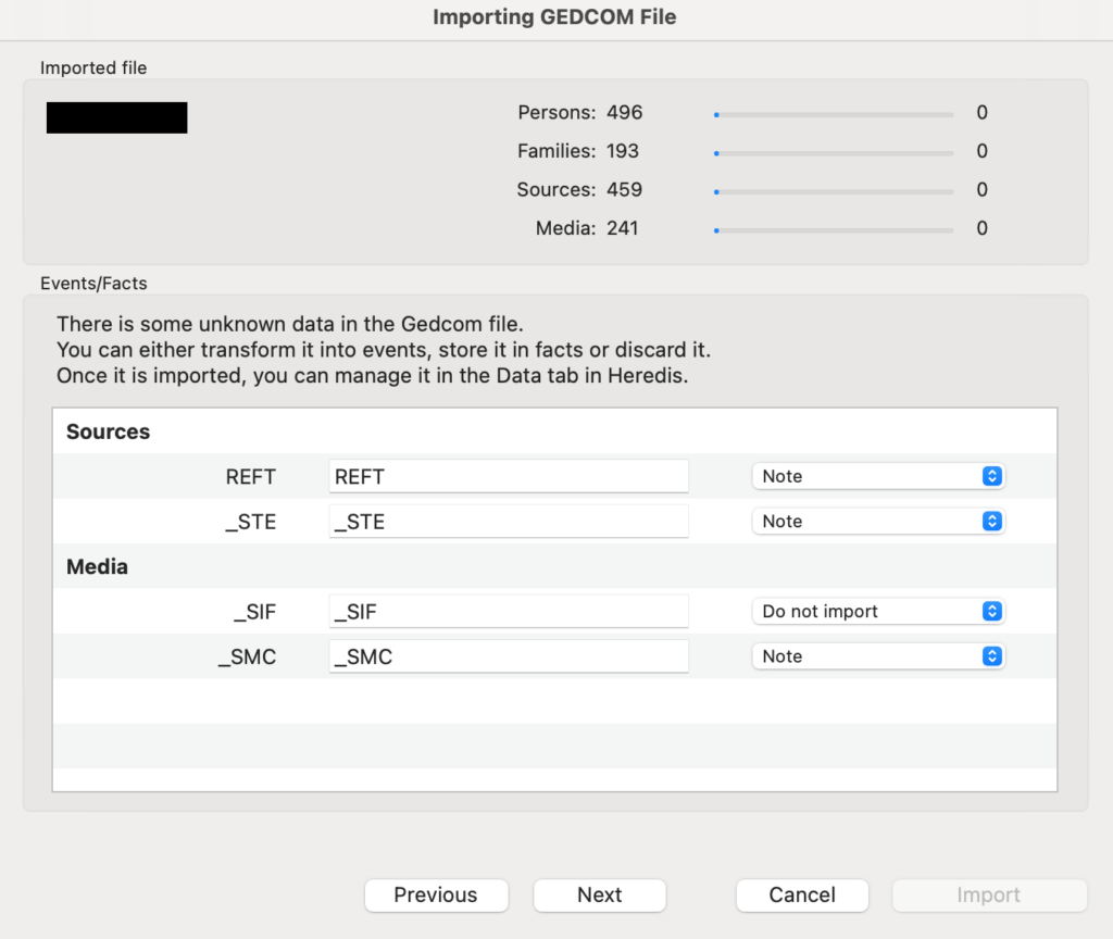 Importing a GEDCOM 7 file to your existing genealogy - Heredis Help Knowledgebase