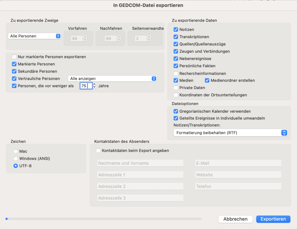 Eine gesamte Datei im GEDCOM-Format exportieren - Heredis Help Knowledgebase