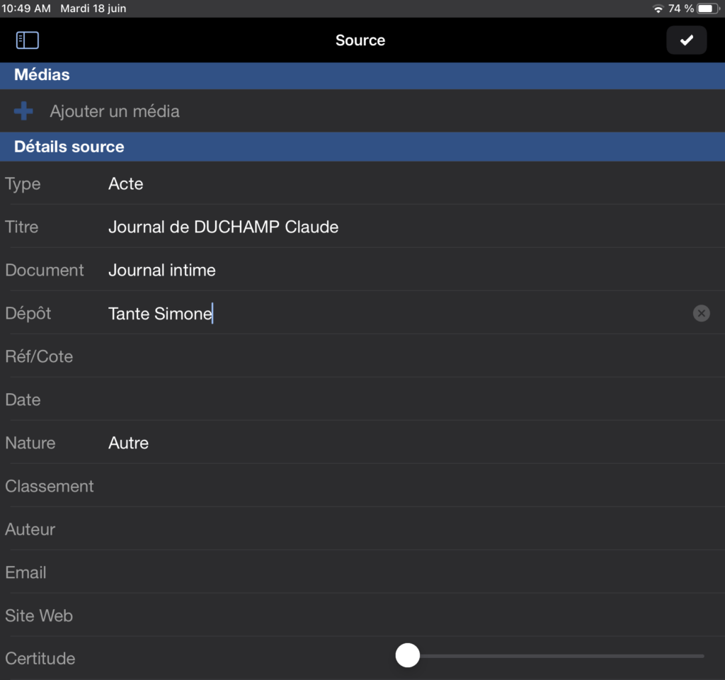 Les sources dans Heredis iOS - Heredis Help Knowledgebase